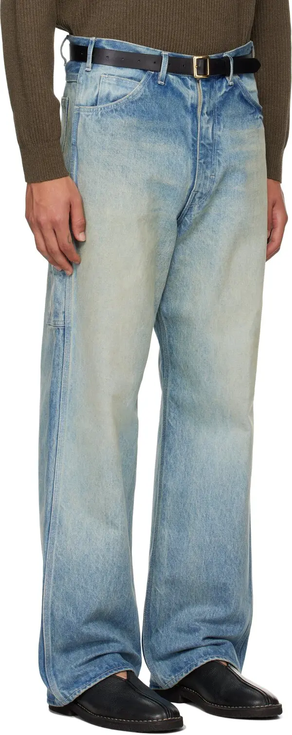 Auralee Selvedge Faded Heavy Painter Jeans - Faded Indigo